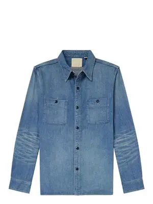 FULLCOUNT Distressed Denim Shirt - Blue
