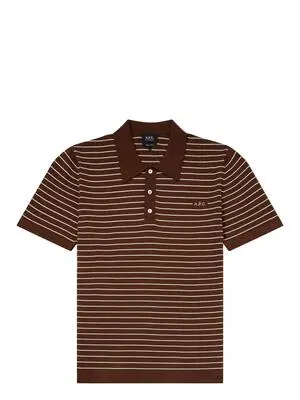 A.p.c. Tristan Logo-embroidered Striped Cotton Polo Shirt - Brown