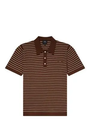 A.p.c. Tristan Logo-embroidered Striped Cotton Polo Shirt - Brown