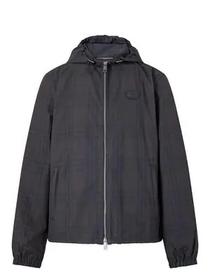 Burberry Newport Logo-appliquéd Checked Cotton Jacket - Black