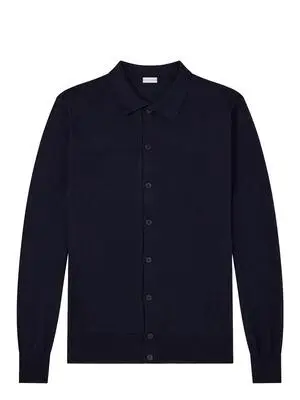 Caruso Silk And Cotton-blend Cardigan - Blue