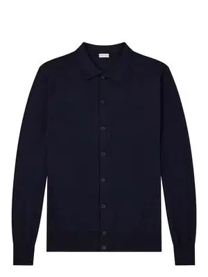Caruso Silk And Cotton-blend Cardigan - Navy