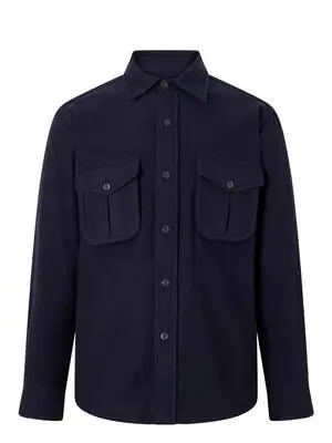 Caruso Brushed Wool Overshirt - Blue