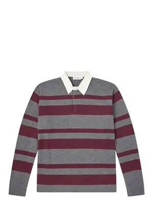 FRAME Striped Wool And Cashmere-blend Polo Shirt - Gray
