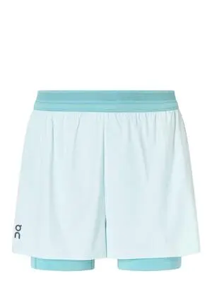 On Performance 3" Layered Mesh-trimmed Stretch-jersey Shorts - Blue