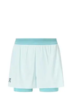 On Performance 3" Layered Mesh-trimmed Stretch-jersey Shorts - Blue