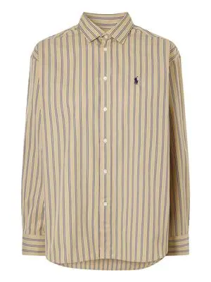Polo Ralph Lauren Striped Cotton Shirt With Embroidered Pony Logo - Brown