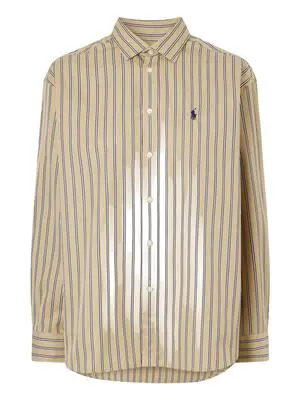 Polo Ralph Lauren Logo-embroidered Striped Cotton Shirt - Tan