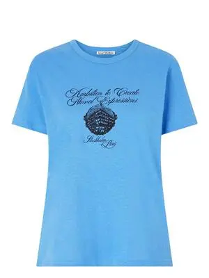 Acne Studios Eram Nobel Graphic Print Cotton And Hemp-blend T-shirt - Blue