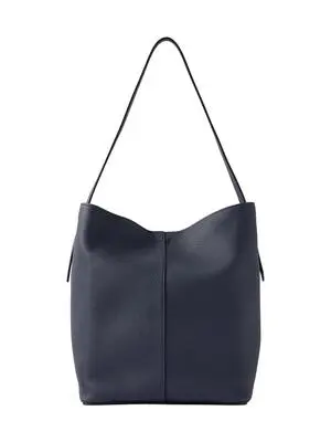 METIER Tilt 22 Textured-leather Shoulder Bag - Midnight Blue