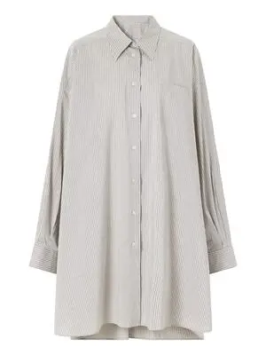 MAISON MARGIELA Oversized Striped Cotton And Silk-blend Shirt - Gray