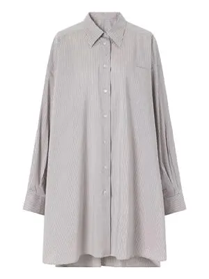 MAISON MARGIELA Oversized Striped Cotton And Silk-blend Shirt - Light Gray