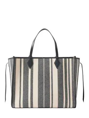 METIER Chameleon 41 Striped Leather-trimmed Canvas Tote - Black