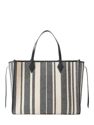 METIER Chameleon 41 Striped Canvas And Leather Tote