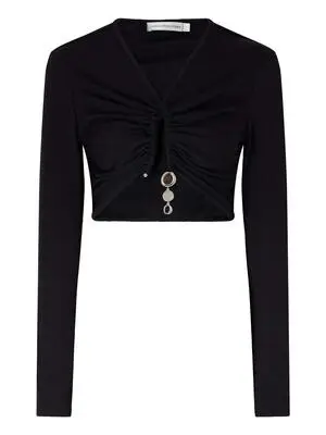 Christopher Esber Droplet Crystal-embellished Ribbed Blouse - Black