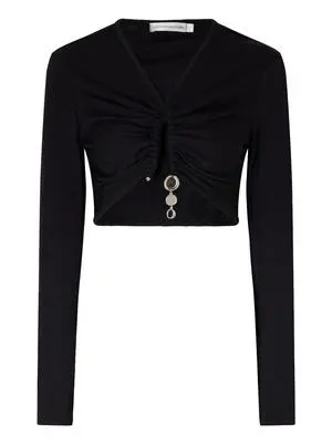 Christopher Esber Droplet Crystal-embellished Ribbed Blouse - Black