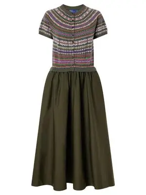 Polo Ralph Lauren Striped Wool, Cotton And Cashmere-blend Midi Dress - Green