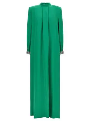 Valentino Garavani Cady Couture Dress With Embellished Cuffs - Green