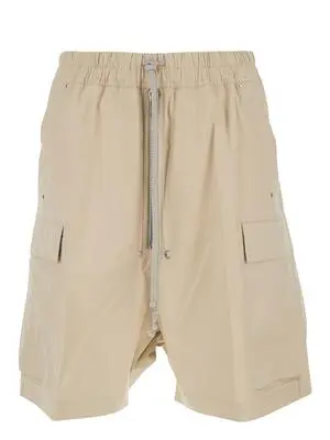Rick Owens Cargobela Shorts In Stretch Beige Cotton - Multicolor