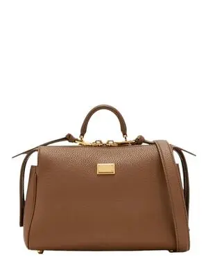 Dolce & Gabbana Dolce & Gabbana Vittoria Leather Tote Bag With Logo Plaque Brown