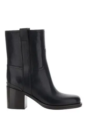 Brunello Cucinelli Black Leather Tapered Ankle Boots - Multicolor