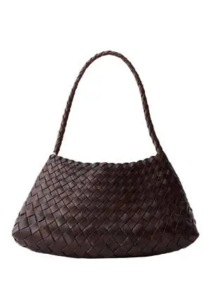 Dragon Diffusion Shoulder Bag 'rosanna' Mini With Top Handle And Woven Design In For - Brown