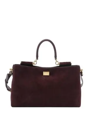 Dolce & Gabbana Medium Suede Vittoria Handbag - Red