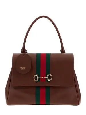 Gucci GUCCI Medium Leather Paparazzo Handbag Brown