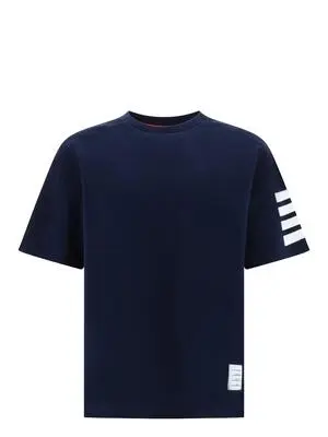 Thom Browne T-shirt With Horizontal Bands - Blue