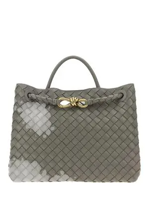 Bottega Veneta Dark Grey Leather Andiamo Medium Handbag - Gray
