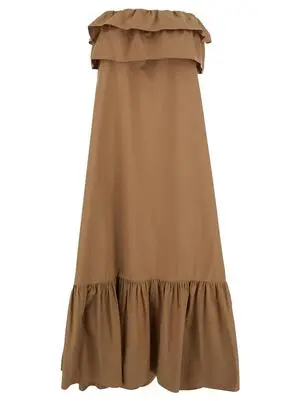 Saint Laurent Cotton Ruffled Skirt Dress - Multicolor