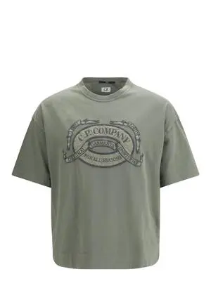C.P. COMPANY 20/1 Jersey Short Sleeve Boxy Logo T-shirt - Green
