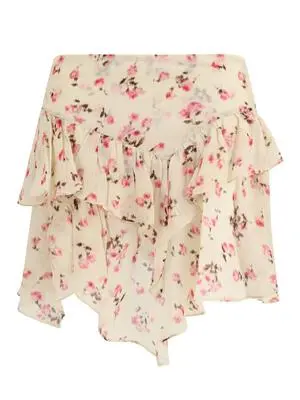 Isabel Marant Étoile Marant Lolita Flared Floral Ruffle Skirt - Cream