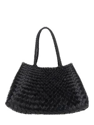 Dragon Diffusion Crossbody Bag 'santa Croce' With Two Top Handles And Intreccio Design In Leather For - Black