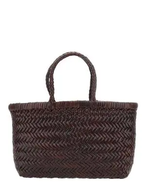 Dragon Diffusion Gora' Handbag With Woven Motif In Leather For - Brown
