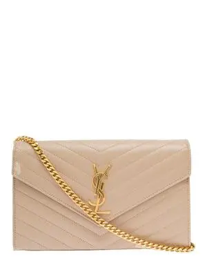 Saint Laurent Crossbody Bag 'cassandre' In Chevron Matelassé Leather Beige - Cream