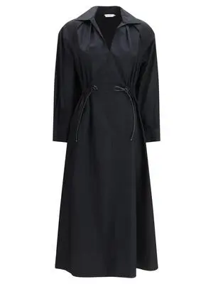 Max Mara Max Mara Pedaggi Midi Dress In Cotton Poplin Black