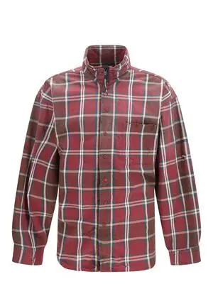 Balenciaga Zip Shirt In Cotton-blend Flannel - Red