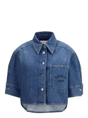 Givenchy Denim Shirt With Embroidered Logo - Blue