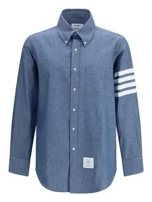 Thom Browne Denim Shirt With Logo - Blue