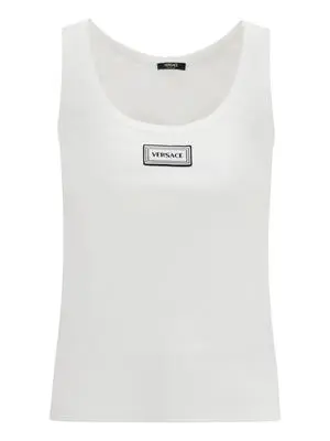 Versace Ribbed Stretch Cotton Tank Top - White