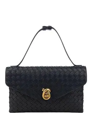 Bottega Veneta Woven Leather Bag With Gold Tone Clasp - Multicolor