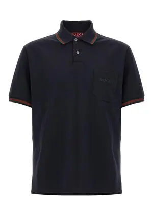 Gucci Nastro Web' Polo Shirt - Blue