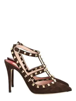 Valentino Garavani VALENTINO GARAVANI Rockstud Pumps With Ankle Strap Brown