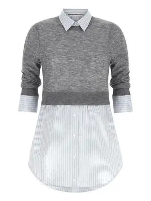Alexander Wang Knitted Shirt With Striped Insert - Gray