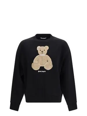 Palm Angels Textured Bear Graphic Crewneck Sweatshirt - Black