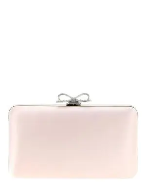 SELF-PORTRAIT Satin Clutch With Jewel Bow Detail - Pink