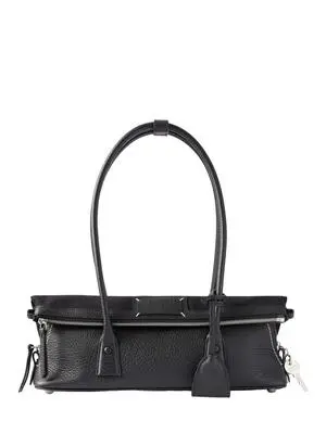MAISON MARGIELA East West Canvas-trimmed Leather Shoulder Bag - Black
