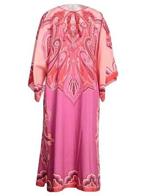 Etro Paisley Print Cotton And Silk Midi Dress - Pink