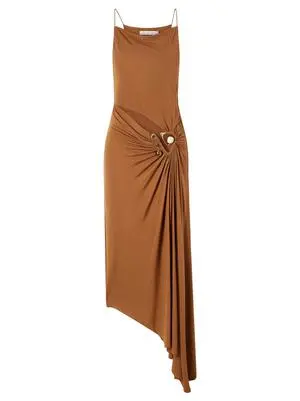 Christopher Esber Veer Crystal-embellished Draped Midi Dress - Brown